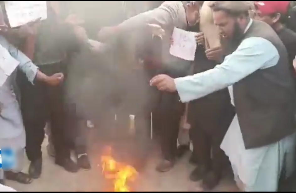 POGB residents burn Pak Army owned SIM cards in protest over poor service